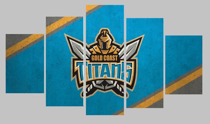 NRL Gold Coast Titans Logo 5 Panel Canvas
