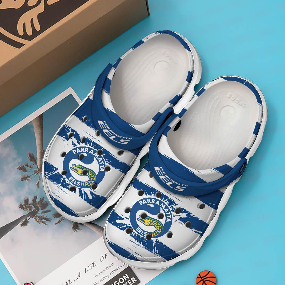 NRL Parramatta Eels Logo White Blue Crocs