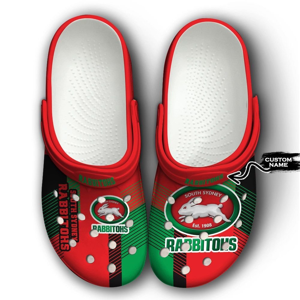 NRL South Sydney Rabbitohs Custom Name Red Green Crocs